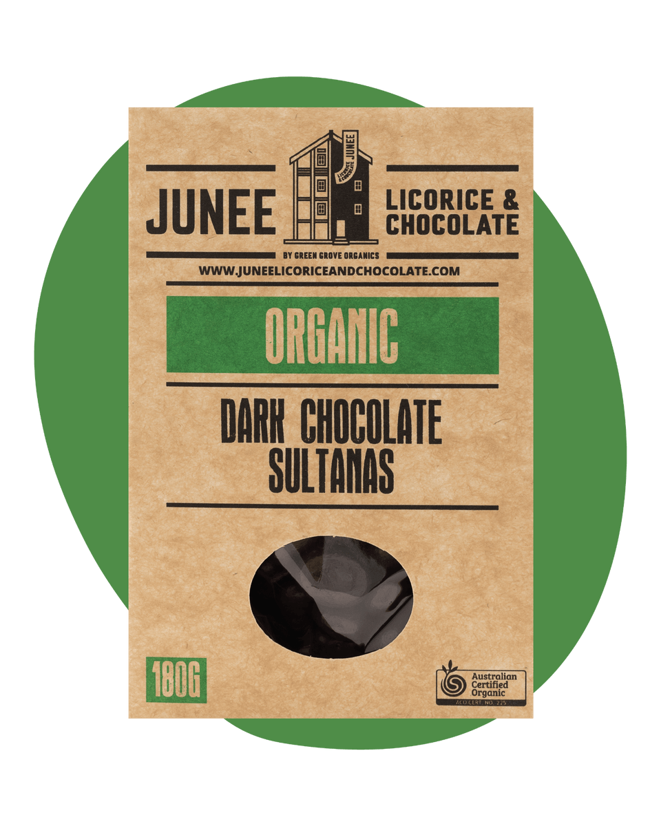 Organic Dark Chocolate Sultanas – Junee Licorice and Chocolate